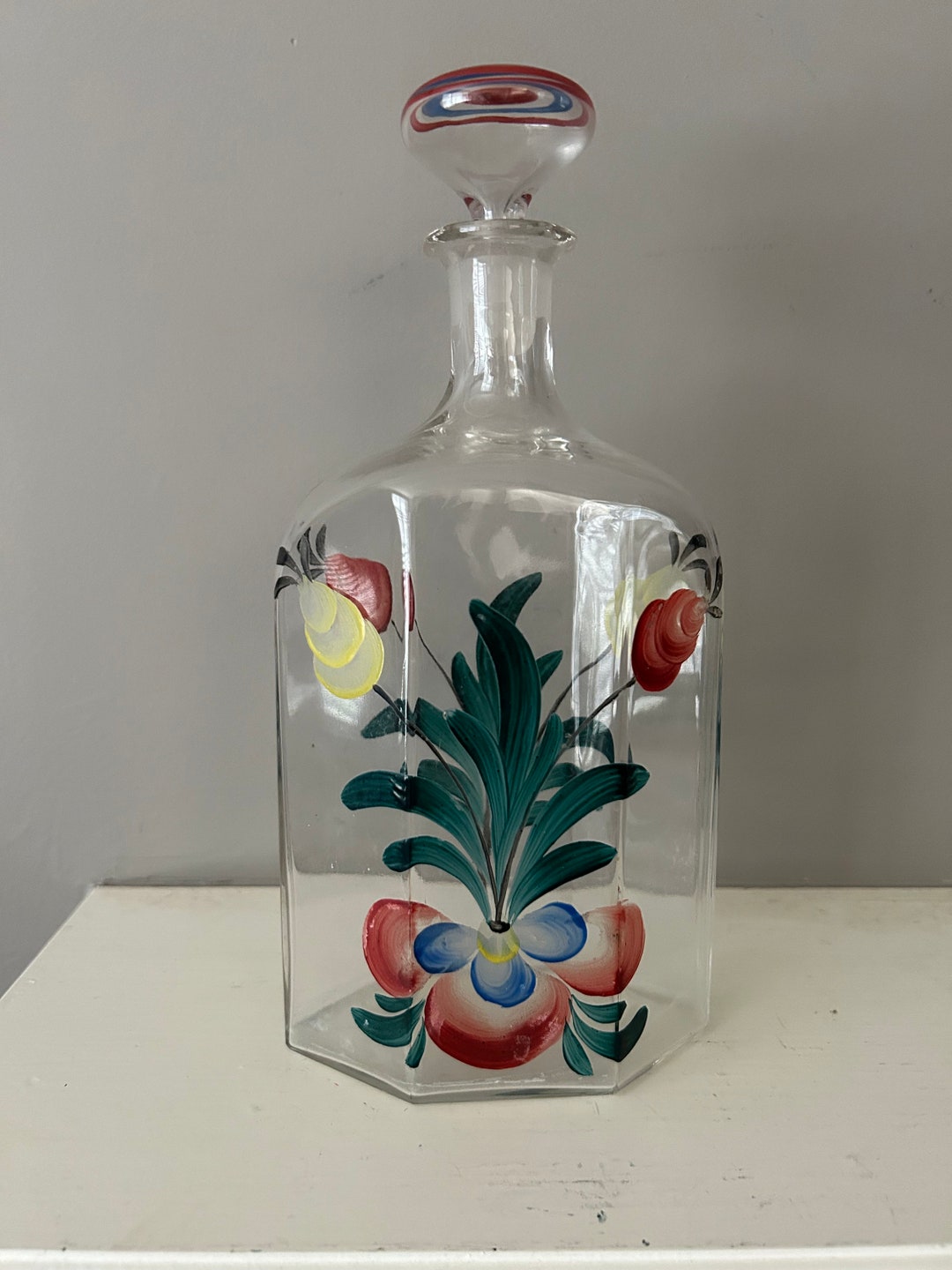 Antique Decorative Hand Painted Decanter/bottle. Marked. 10x5 - Etsy