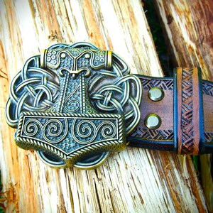 Thor's Belt, Norse Belt, Runes Belt, Viking Belt, Thor's Hammer Buckle ...