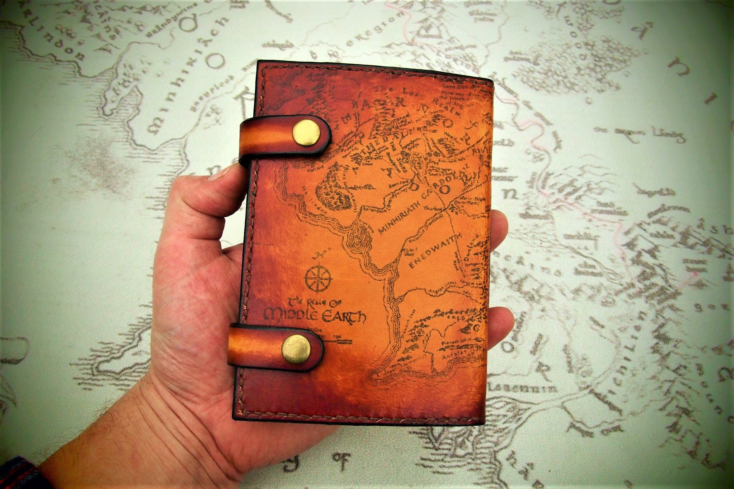Middle Earth map journal LOTR leather journal travel | Etsy