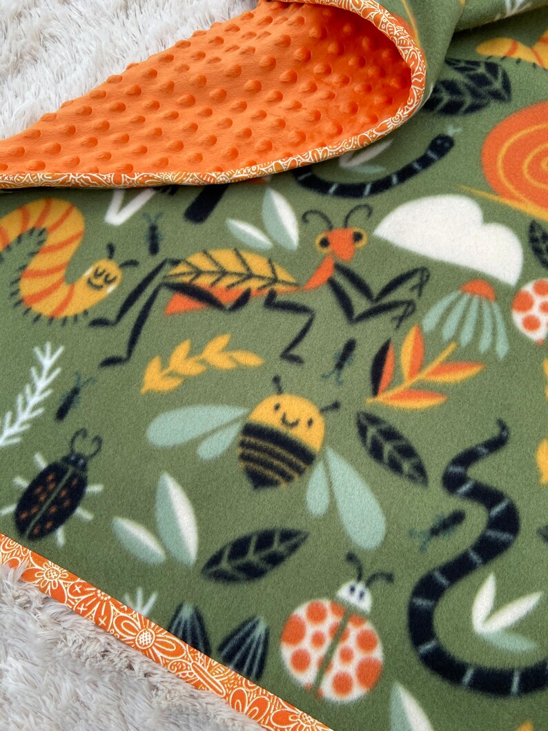 Happy Bug Kingdom Reversible Baby Blanket, Baby Blanket With Insects ...
