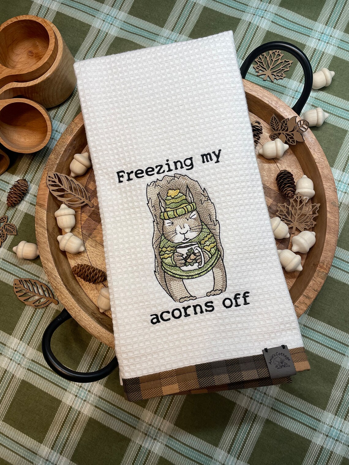 Oversized Freezing My Acorns off Christmas Kitchen Towel - Etsy