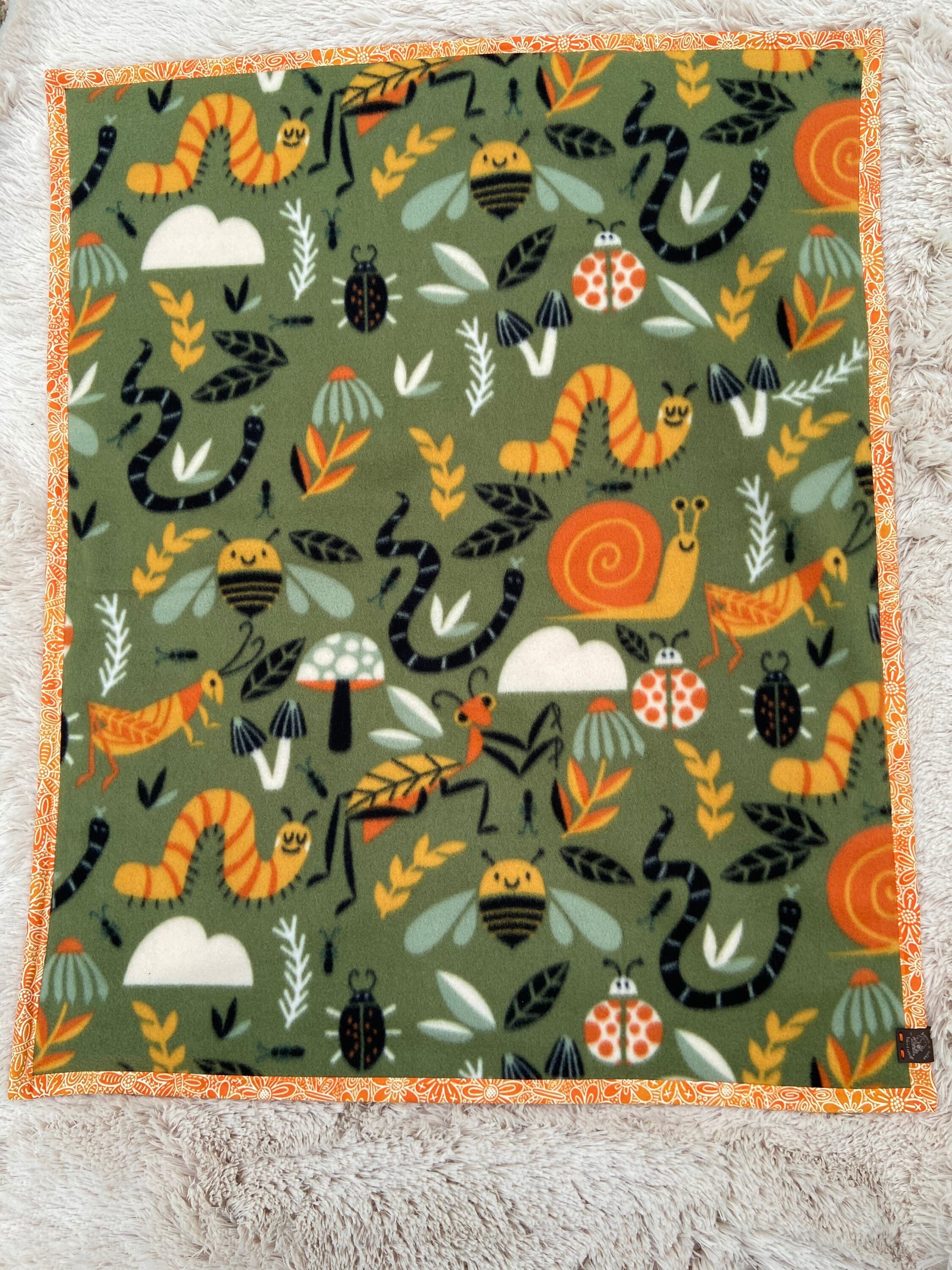Happy Bug Kingdom Reversible Baby Blanket, Baby Blanket With Insects ...