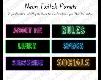 Electric Neon Twitch Panels Stream Overlays Vibrant Theme Graphics ...