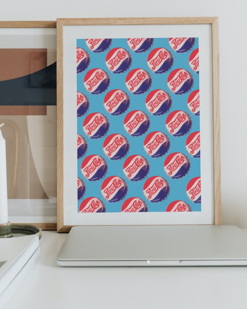 Pop Art Digital Download // Pepsi Cola, Retro Poster Bottle Cap Print ...
