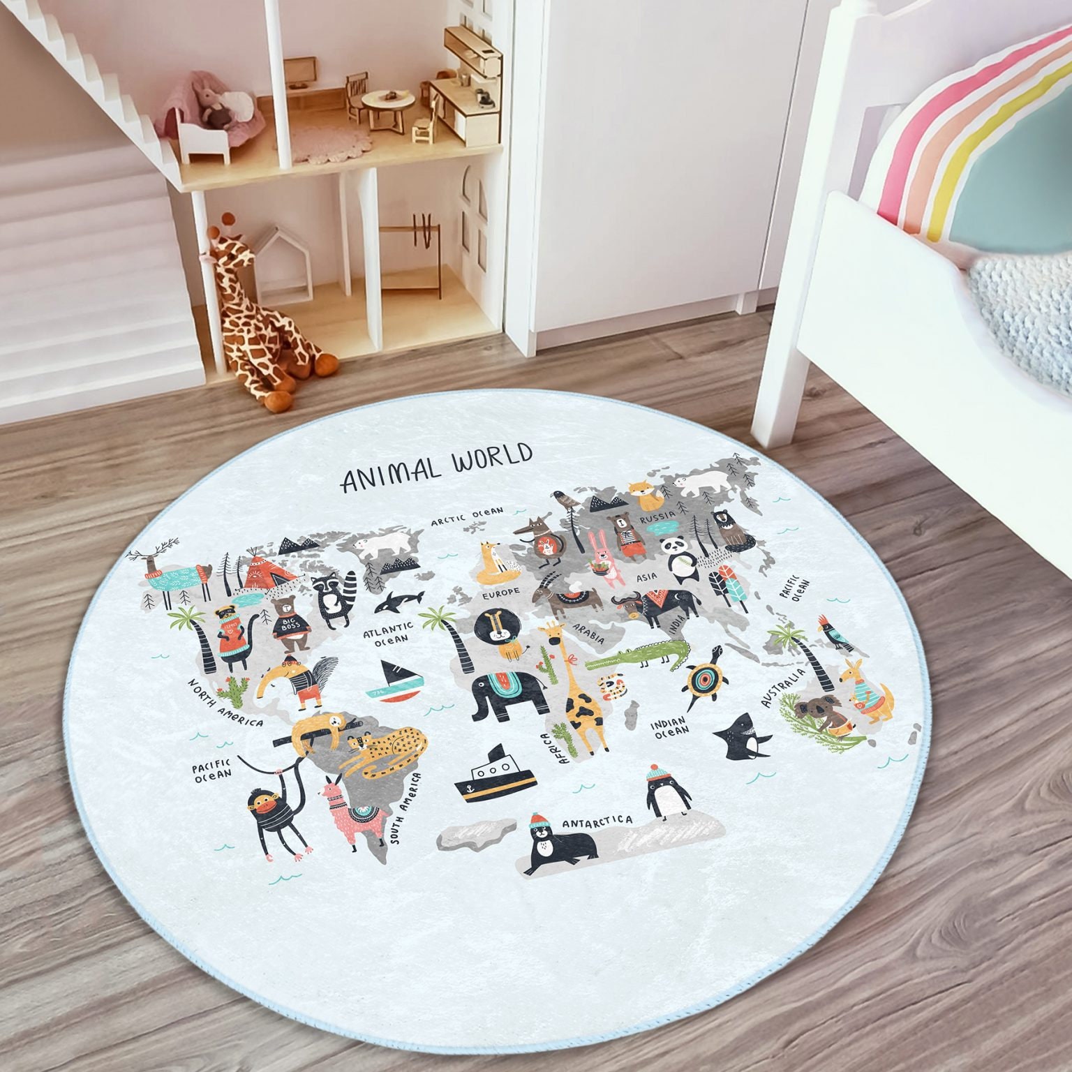 Animal Map Forest Jungle Safari Tropical Play Mat for Kids - Etsy UK