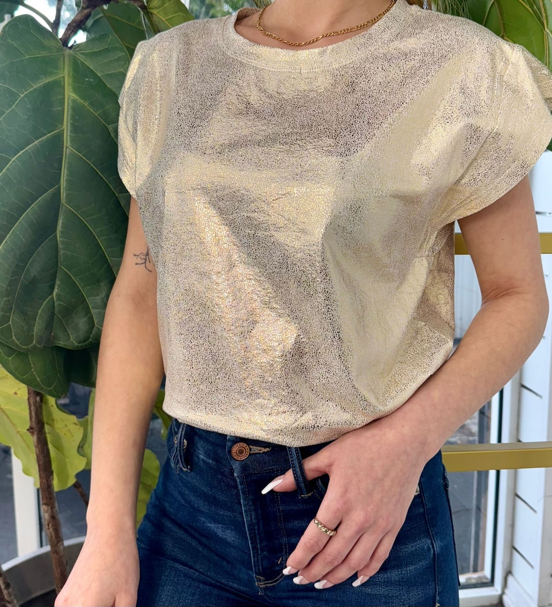 Tatiana Shiny Metallic Top - Etsy