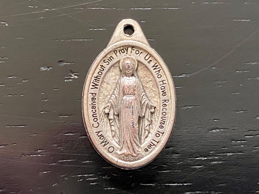 Vintage 1830 Miraculous Mary Medal/pendant, Silver 1830 Miraculous ...