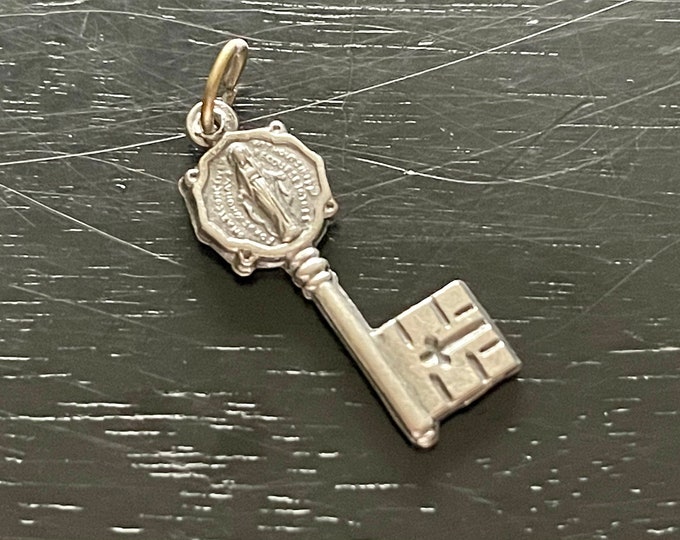 Vintage Italian 1830 Miraculous Mary Key Medal, Silver 1830 Miraculous ...