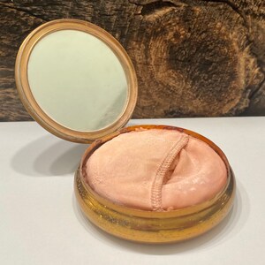 Vintage Compact, Gold and Red Compact, Gold Tone Metal Compact ...