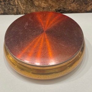 Vintage Compact, Gold and Red Compact, Gold Tone Metal Compact ...
