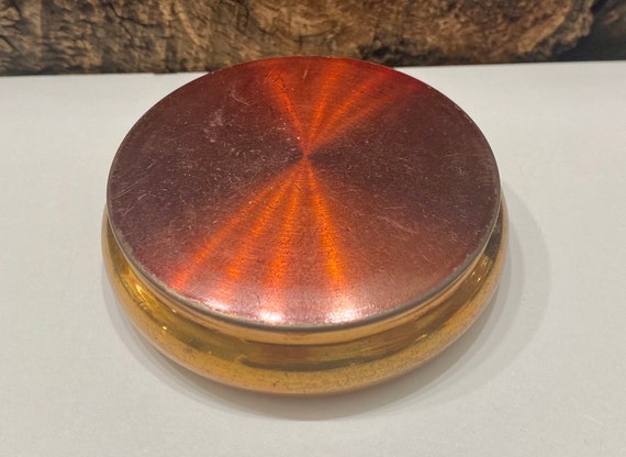 Vintage Compact, Gold and Red Compact, Gold Tone Meta… - Gem