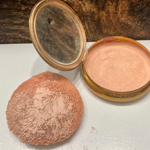 Vintage Compact, Gold and Red Compact, Gold Tone Metal Compact ...