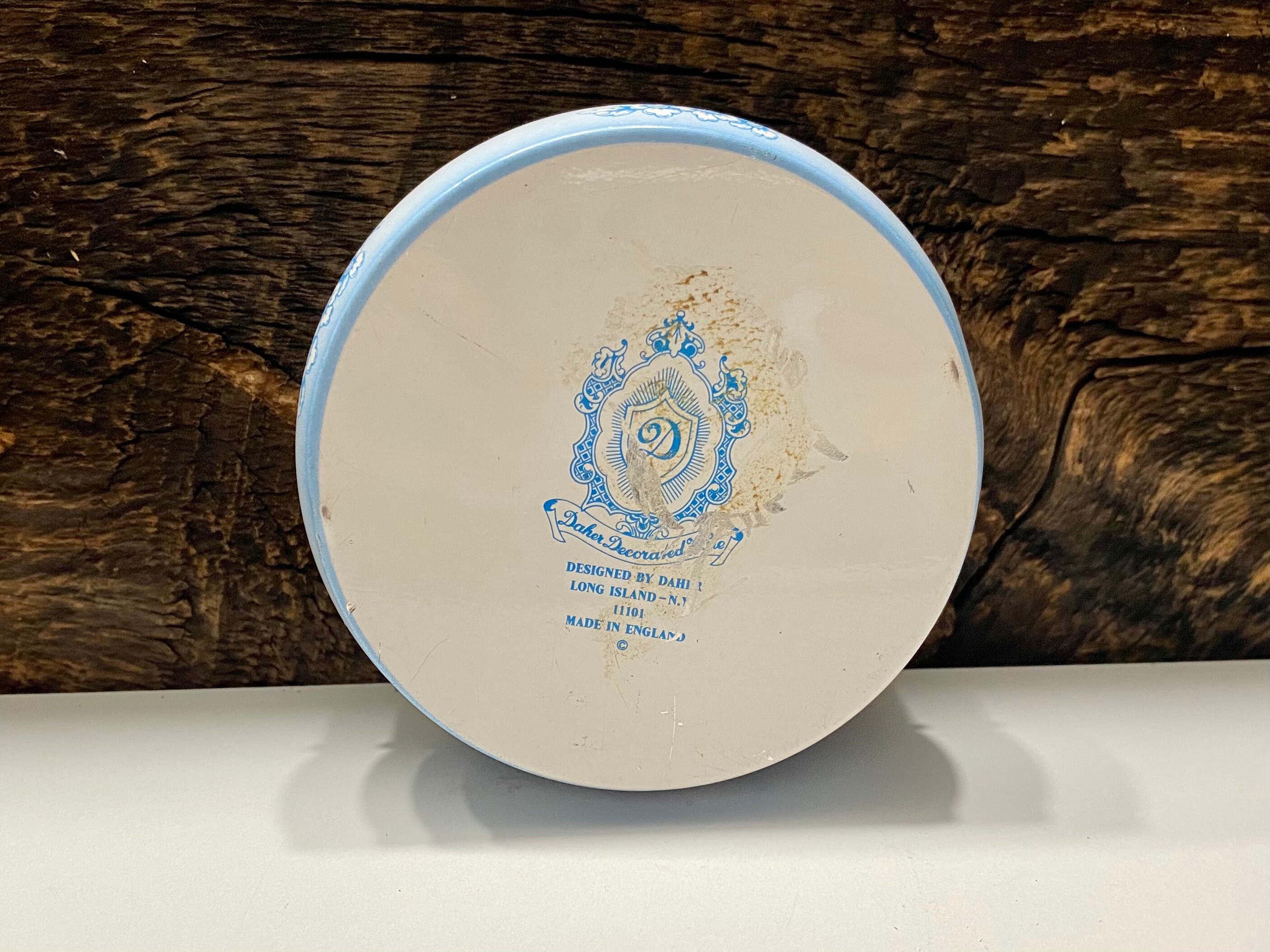 Vintage Daher Tin Blue Floral Tin Bin with Brown and Gold | Etsy