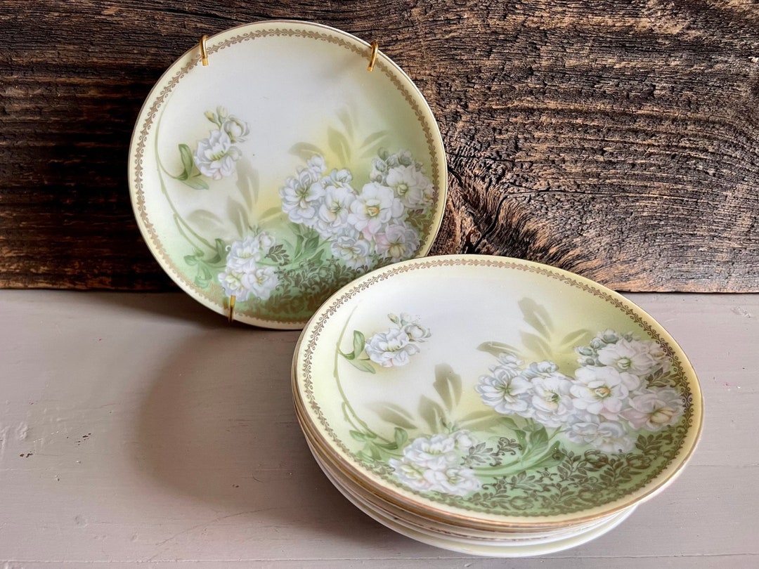 Vintage Set of 6 6 1/2" RS Germany Plates, Six Yellow Floral Porcelain ...