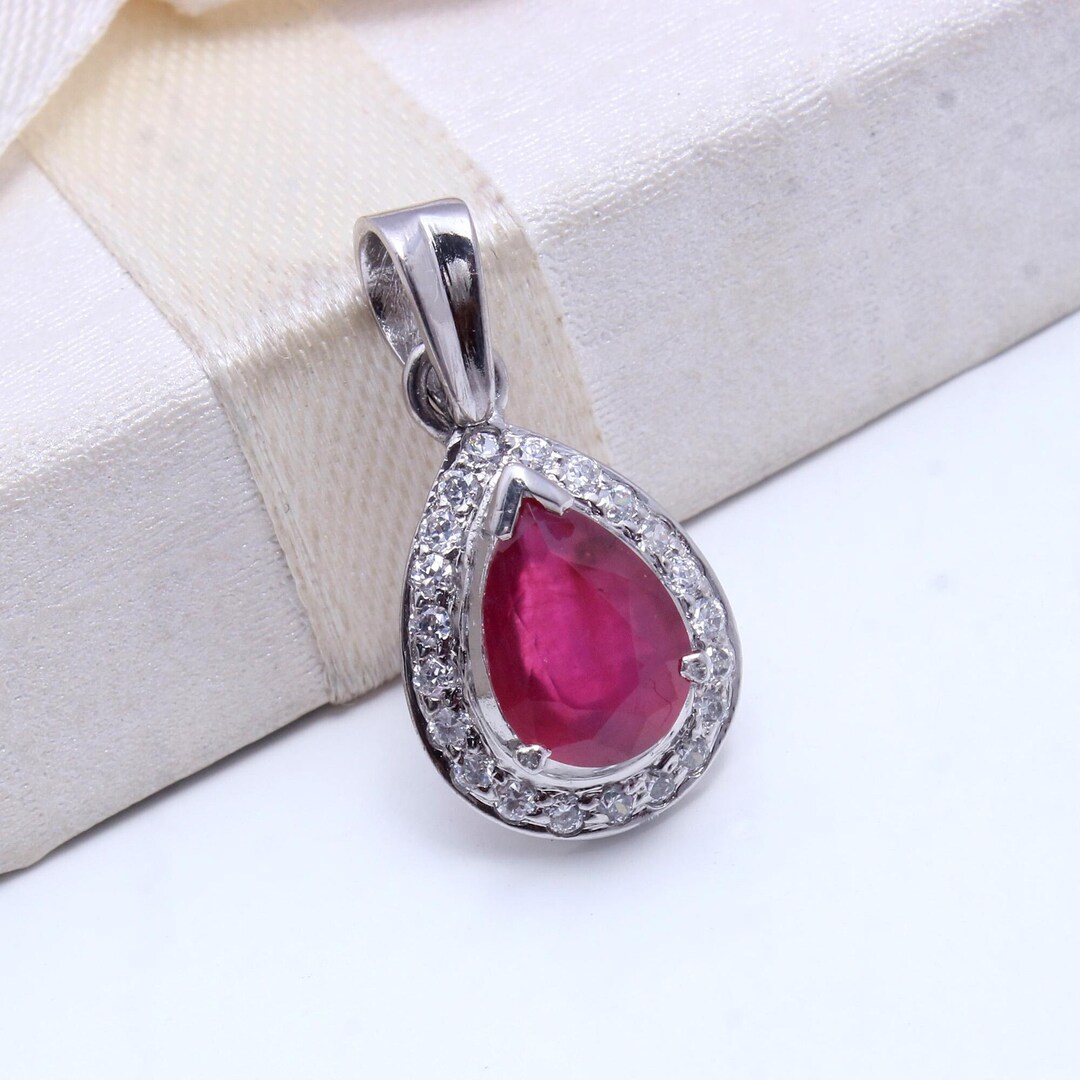 Ruby Necklace Pendant for Women ,ruby Pendant ,ruby Jewelry , Sterling ...