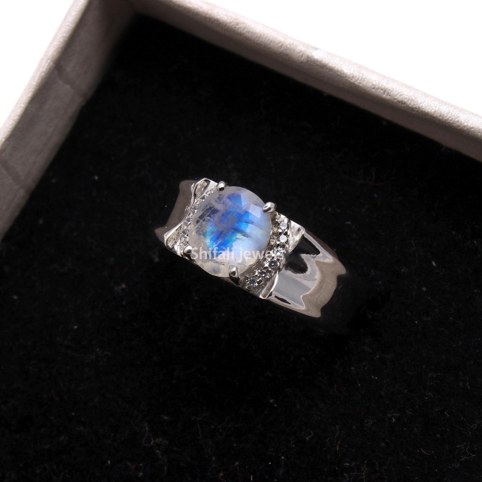 Natural Rainbow Moonstone Ring for Men / Moonstone Ring/men - Etsy