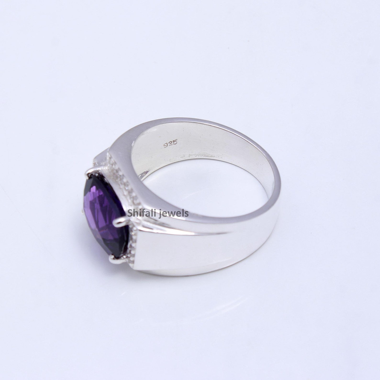 Natural Amethyst Ring for Men / Purple Stone Ring / Unisex - Etsy UK