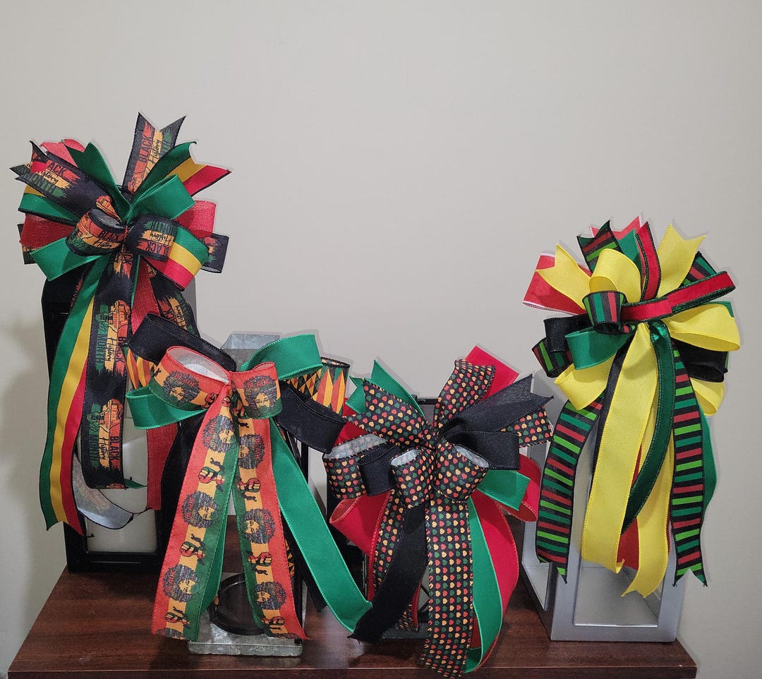 Juneteenth Lantern Bow, Black History Month Bow, Black History Wreath ...