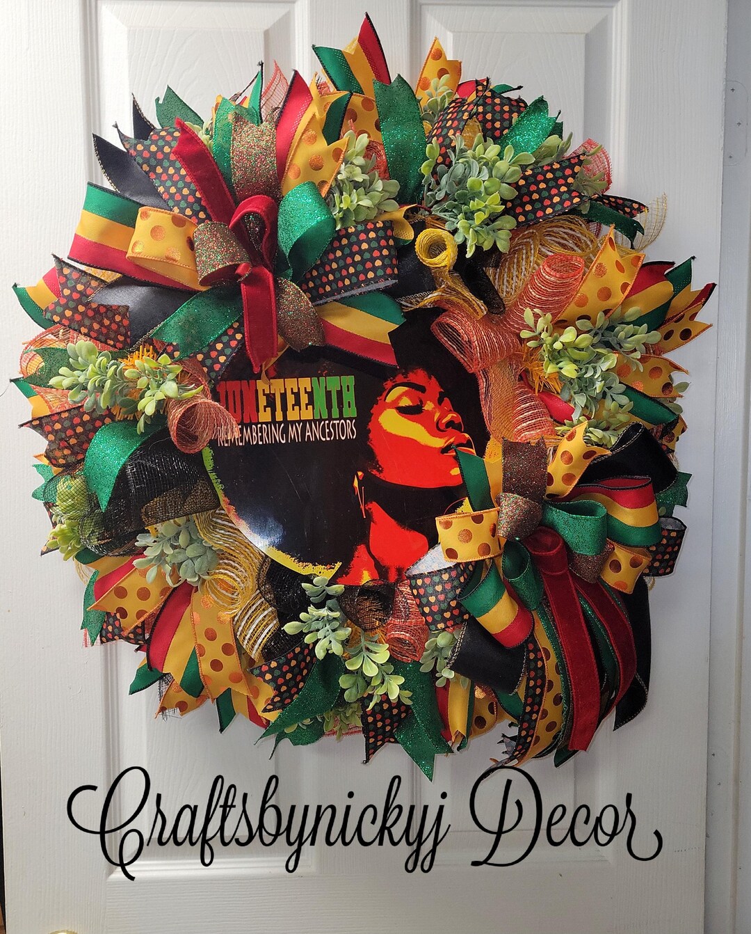Juneteenth Wreath: Patriotic Ethnic Decor With Eucalyptus & Ribbon - Etsy