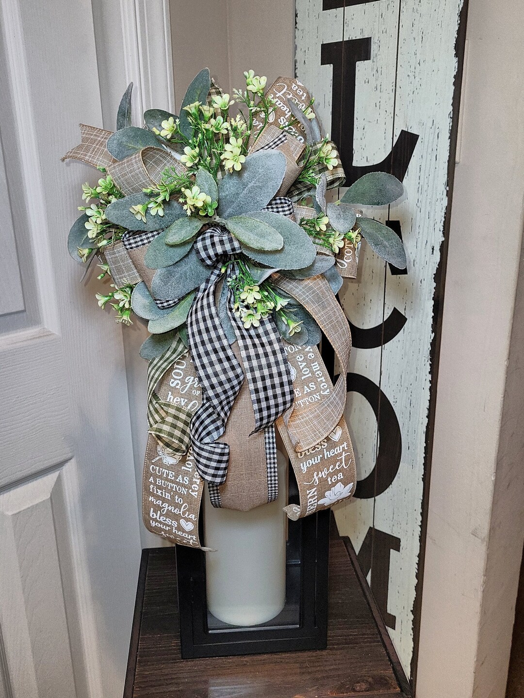 Floral Lantern Swag, Floral Lantern Bow, Lantern Arrangement, Farmhouse ...