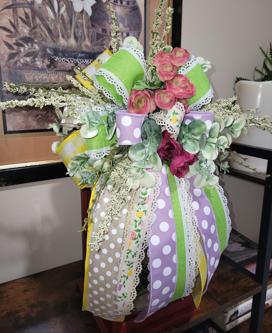 Farmhouse Lantern Swag, Floral Spring Bow, Summer or Everyday ...