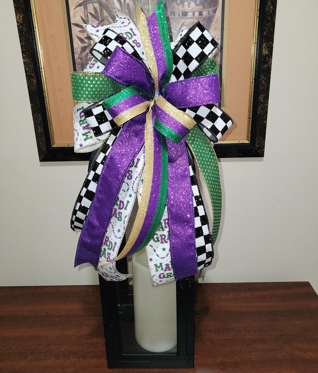 Mardi Gras Bow, Purple Green and Gold Bow, Mardi Gras Decorations ...
