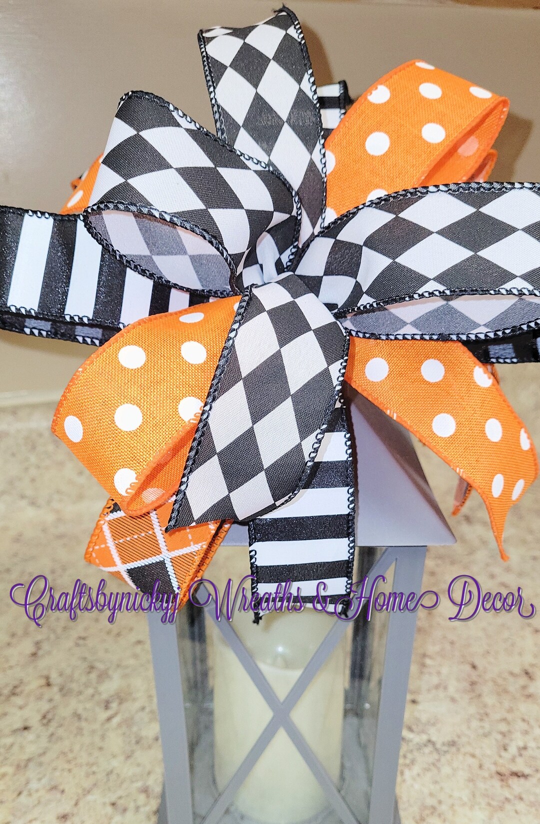Halloween Lantern Bow, Bows for Mailbox, Outdoor Light Post Bows ...