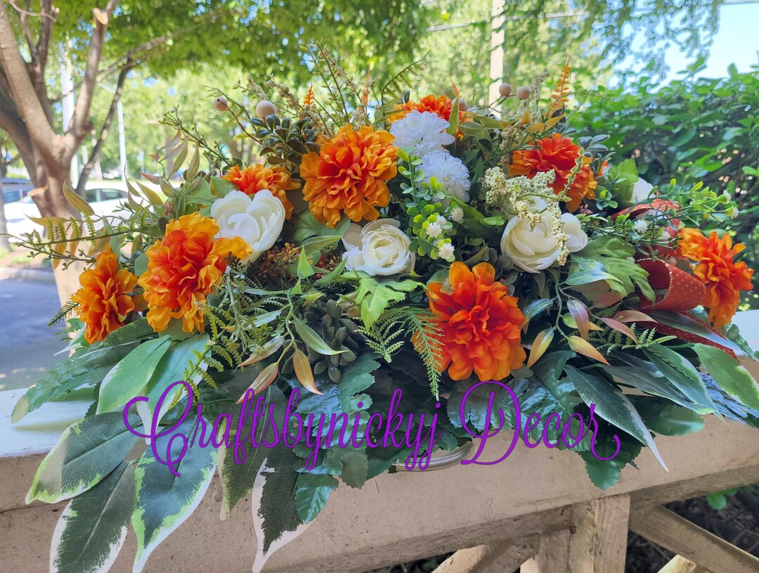 Best Seller: Graveyard Saddle Arrangement, Floral Tombstone Hugger ...