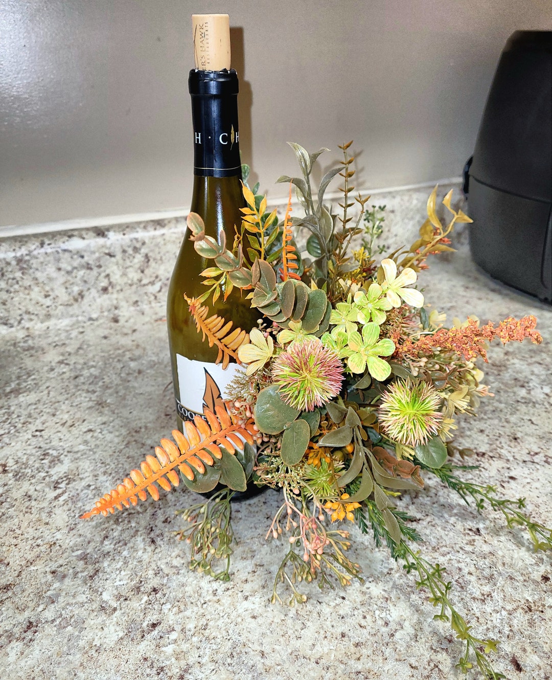 Wine Bottle Floral Bouquet, Fall Wine Bottle Bouquet, Gift for Wine ...