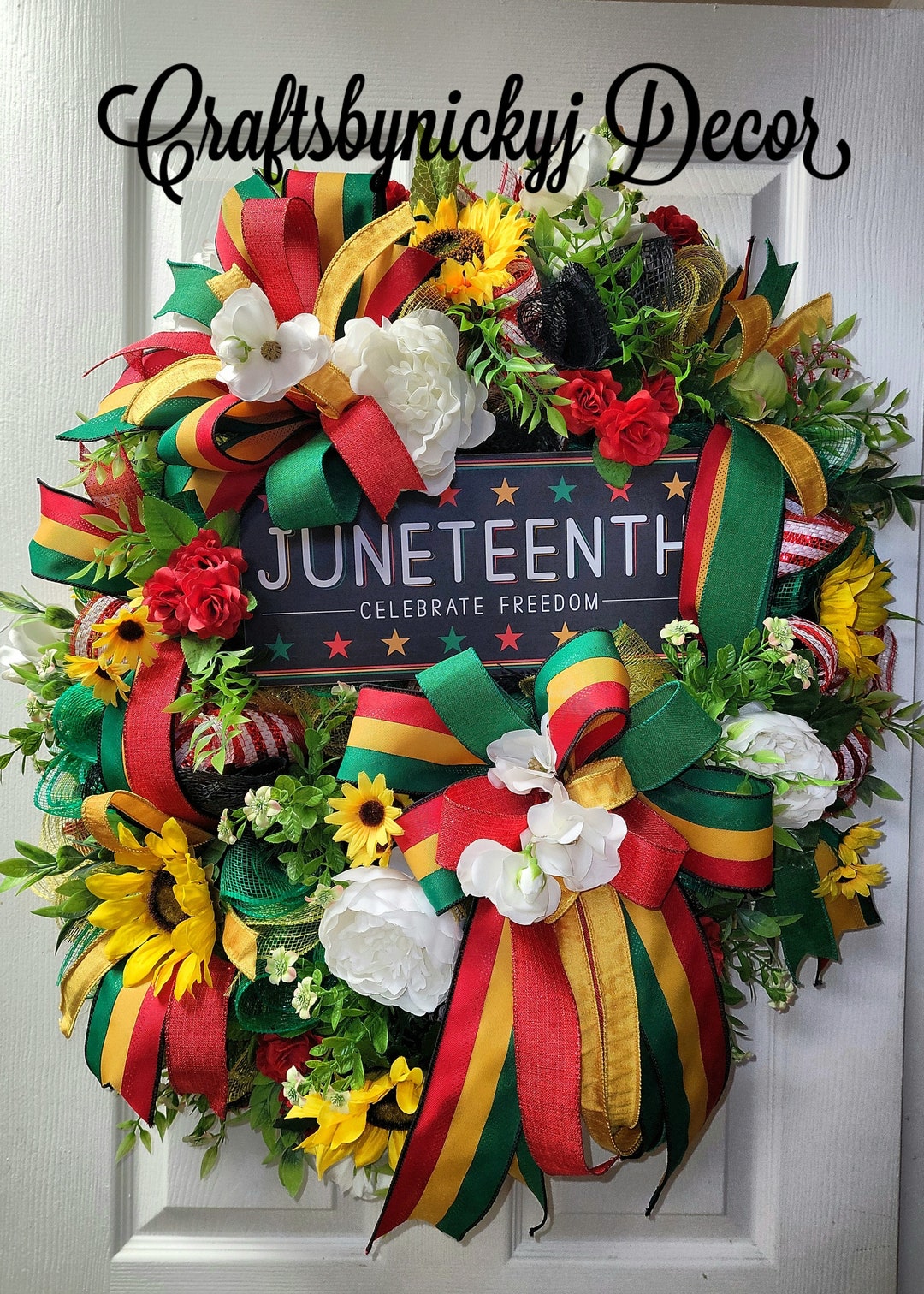 Juneteenth Wreath, Celebrate Juneteenth Wreath, Juneteenth Patriotic ...