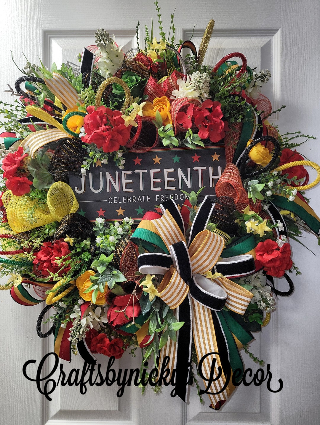 Juneteenth Wreath, Celebrate Juneteenth Wreath, Juneteenth Patriotic ...