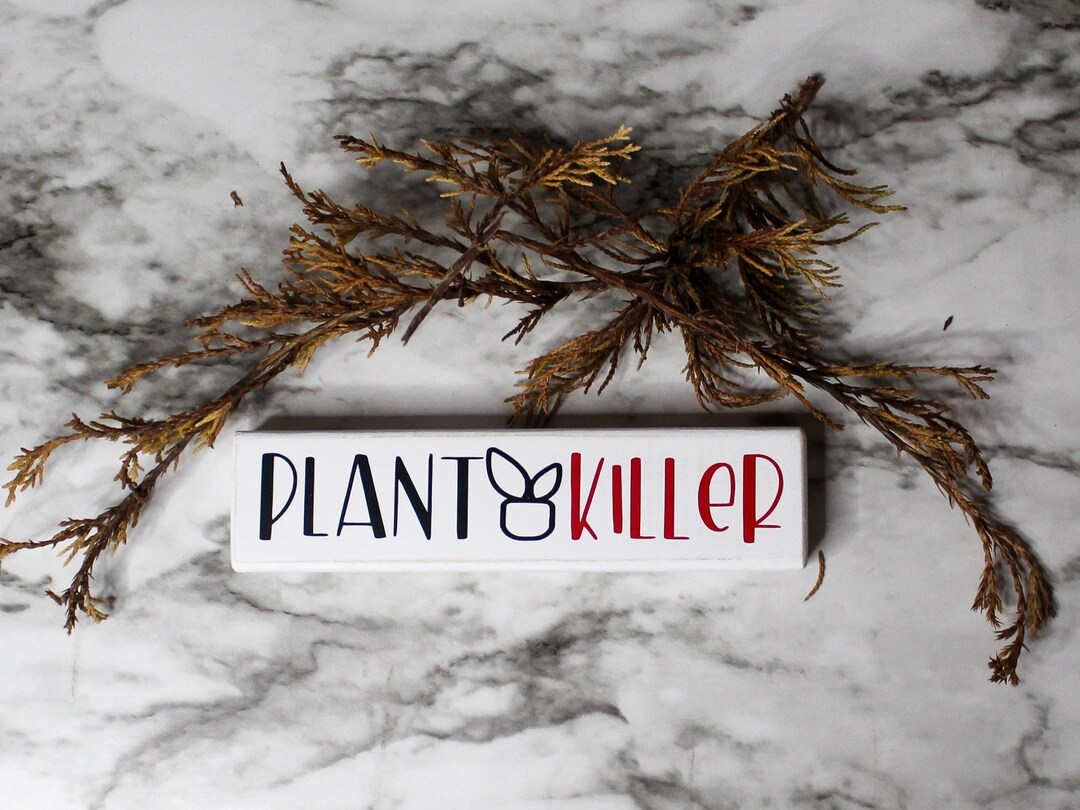 Plant Killer Sign | Tiered Tray Decor | Shelf Sitter | Small Wooden ...