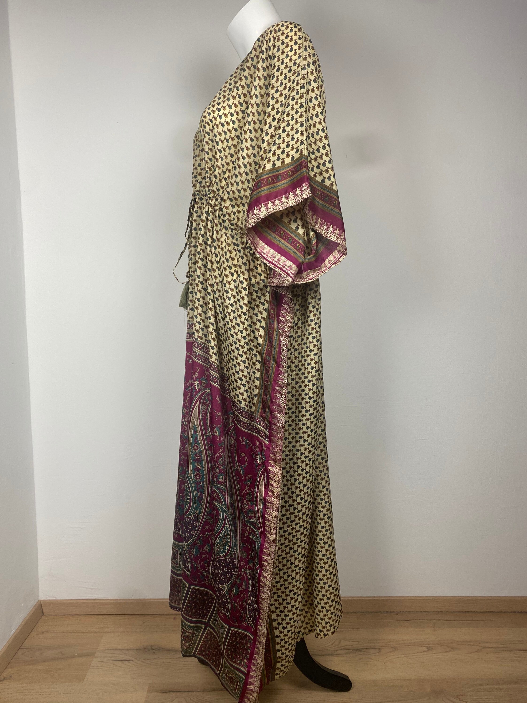 Recycled Vintage Silk Kaftan Dress 2in1 - Etsy