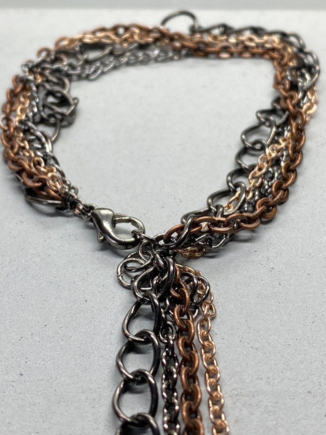 Handmade Assorted Chains Bracelet With Chain Tassels. - Etsy