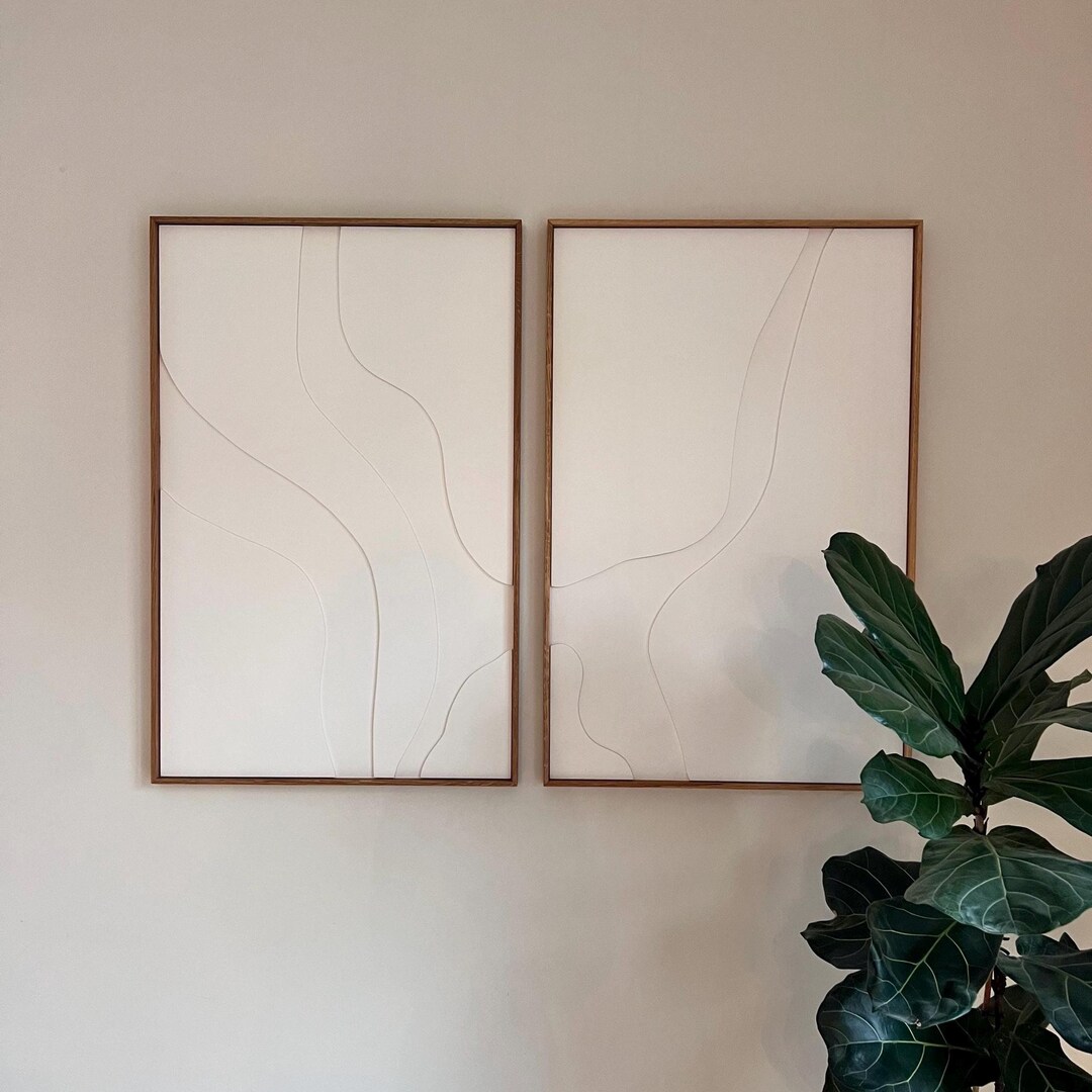 Relief Structural Picture, Set of 2 Wooden Wall Pictures, Modern Large ...