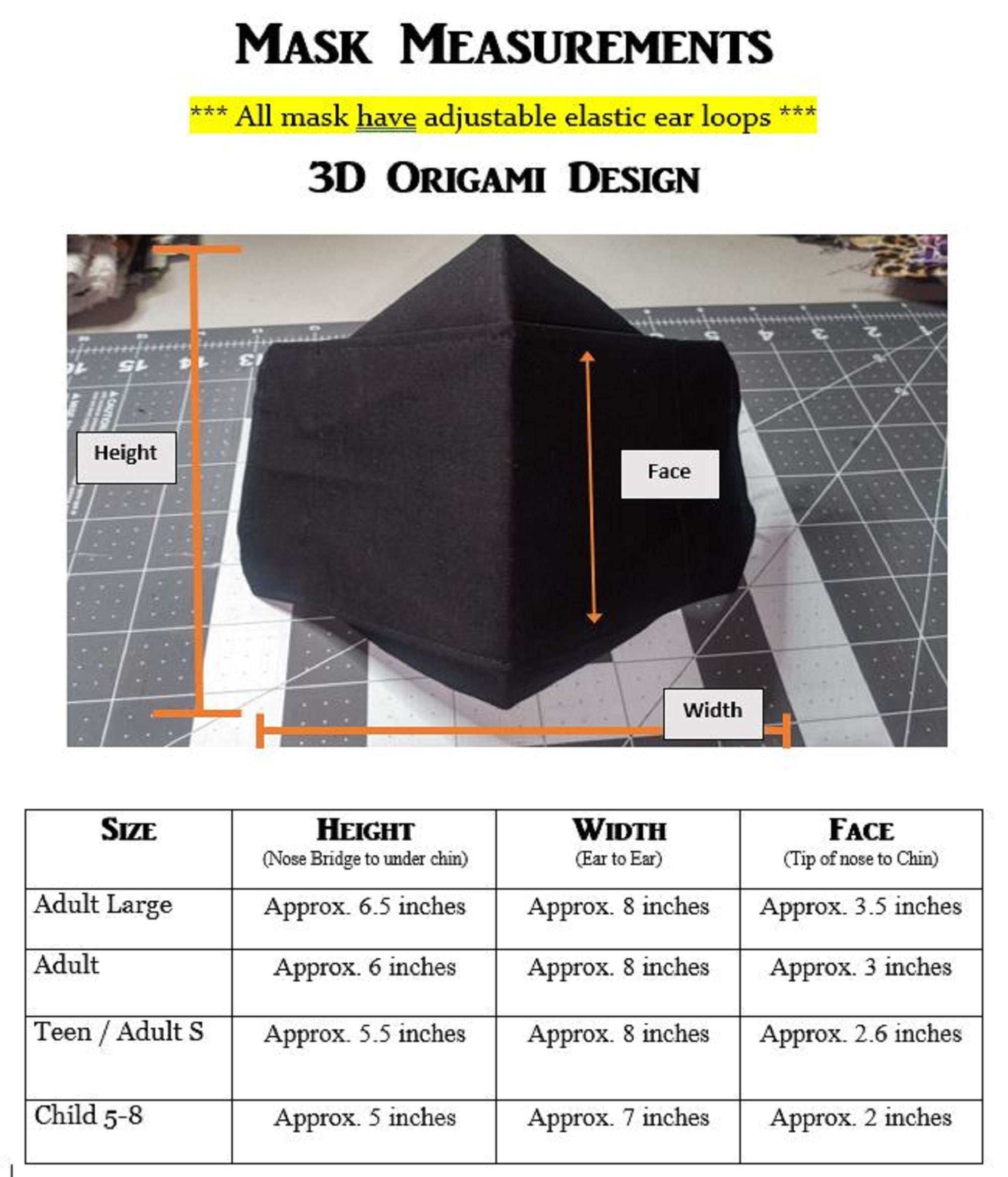 ANIME Designs ~~ All Sizes ~~ 100% Cotton 3 Layer Handmade 3D Mask ...