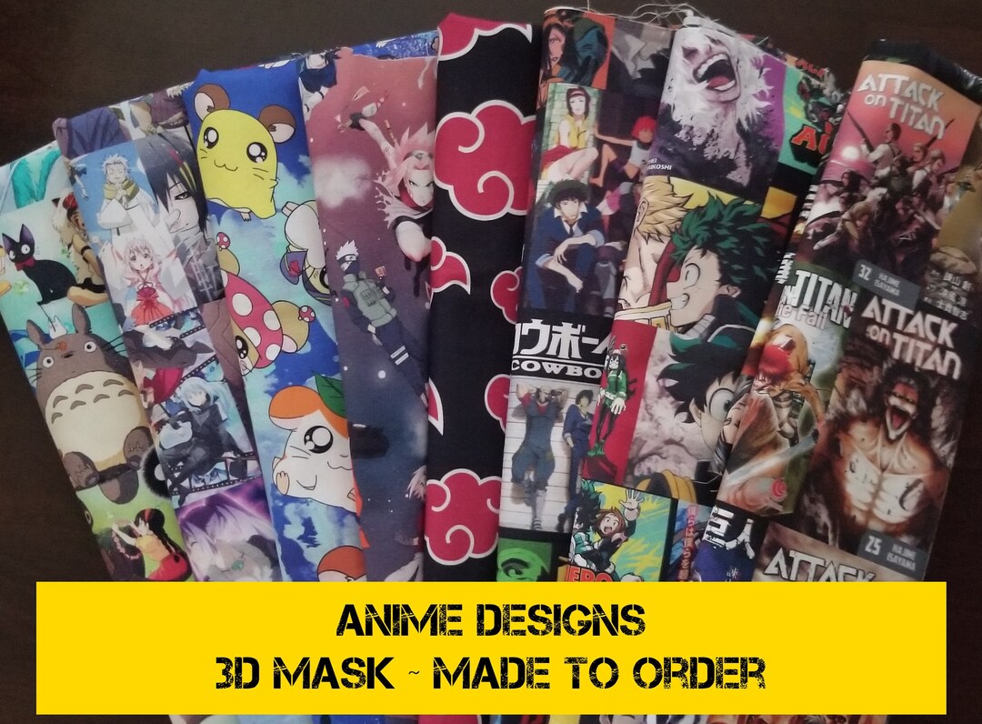 ANIME Designs ~~ All Sizes ~~ 100% Cotton 3 Layer Handmade 3D Mask ...