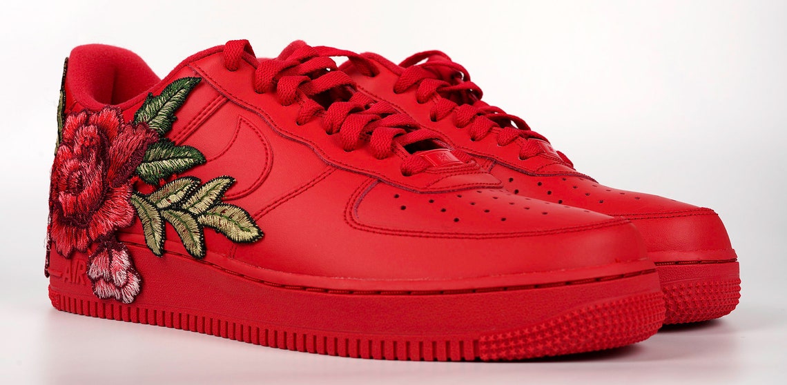 Air Force 1 Custom Low Triple Red Short Rose Flower Floral Shoes All ...