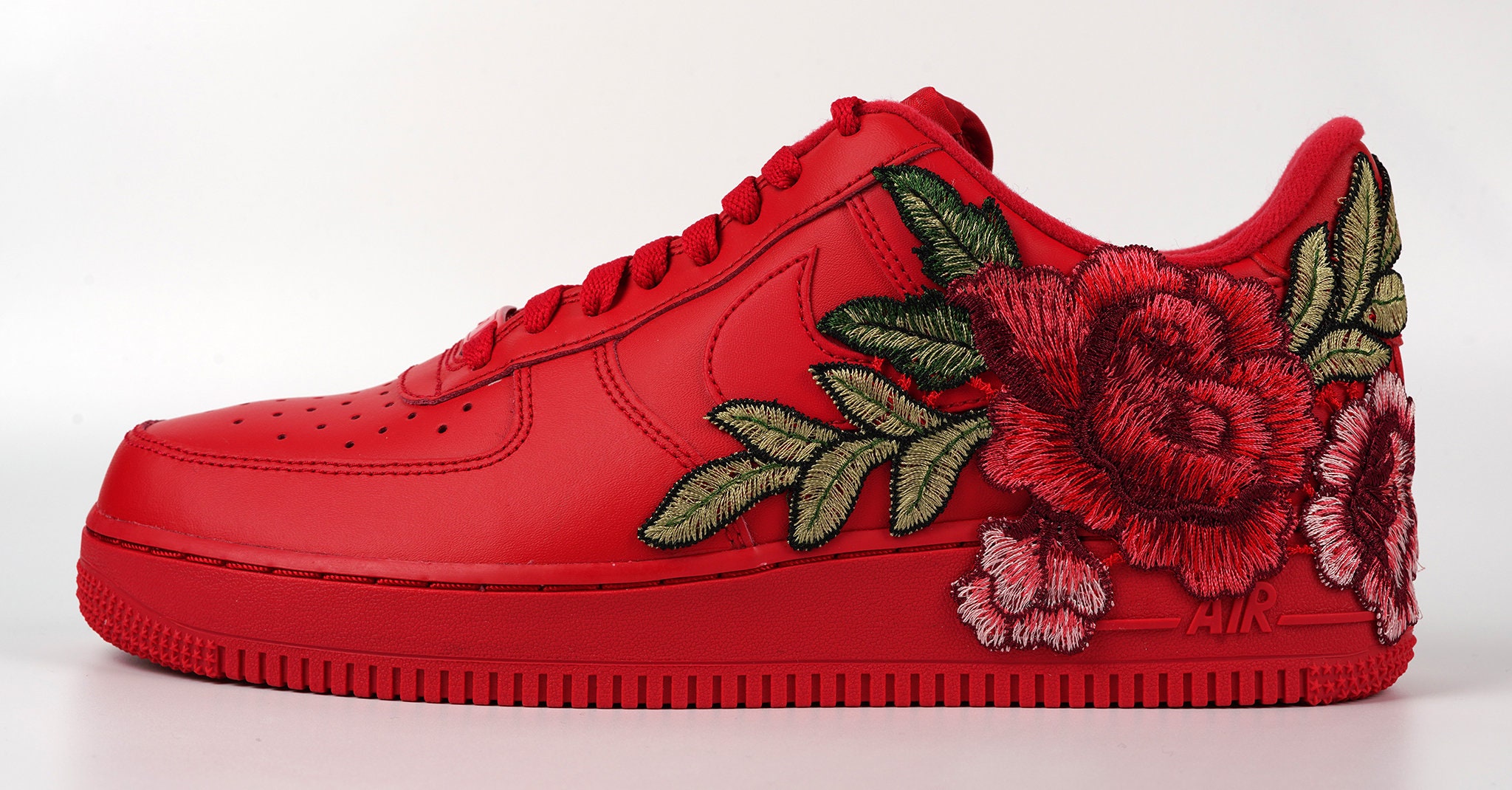 Air Force 1 Custom Low Triple Red Short Rose Flower Floral Shoes All ...