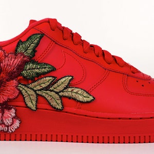 Air Force 1 Custom Low Triple Red Short Rose Flower Floral Shoes All ...