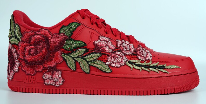 Nike Air Force 1 Custom Low Triple Red Rose Flower Floral - Etsy