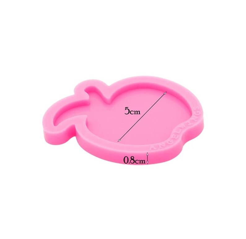 Apple Shape NO HOLE Shiny Silicone Mold - 5cm - Keychain - Badge Reel ...