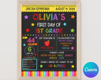 Editable First & Last Day of School Sign | Canva Template | Printable ...