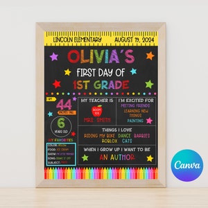 Editable School Sign | First and Last Day | Canva Template | Instant ...