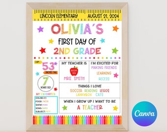 Editable First & Last Day of School Sign | Canva Template | Printable ...