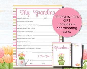 All About Grandma Mother's Day Printable Gift - Etsy
