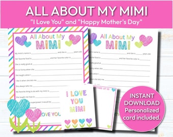 All About Mimi Printable Gift for Mimi Mother's Day - Etsy