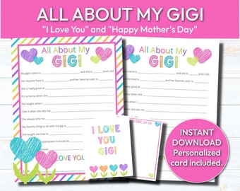 All About Gigi Printable Gigi Interview Gigi Questionnaire - Etsy