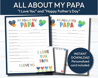 All About Papa Father's Day Printable Gift Questionnaire - Etsy