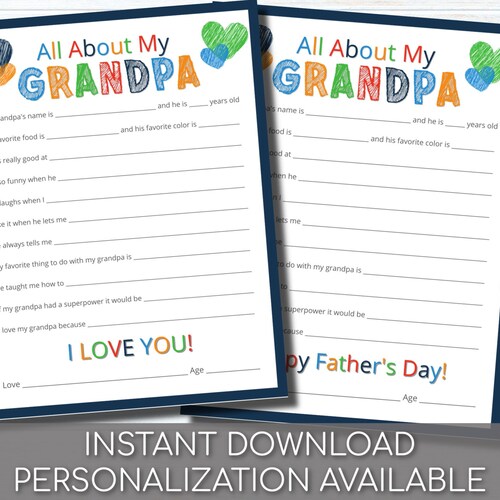 All About Grandpa Gift for Father's Day / Printable - Etsy